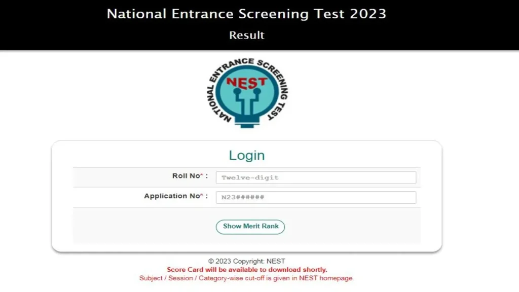 NEST 2023 Result Available at nestexam.in, Check Direct Link